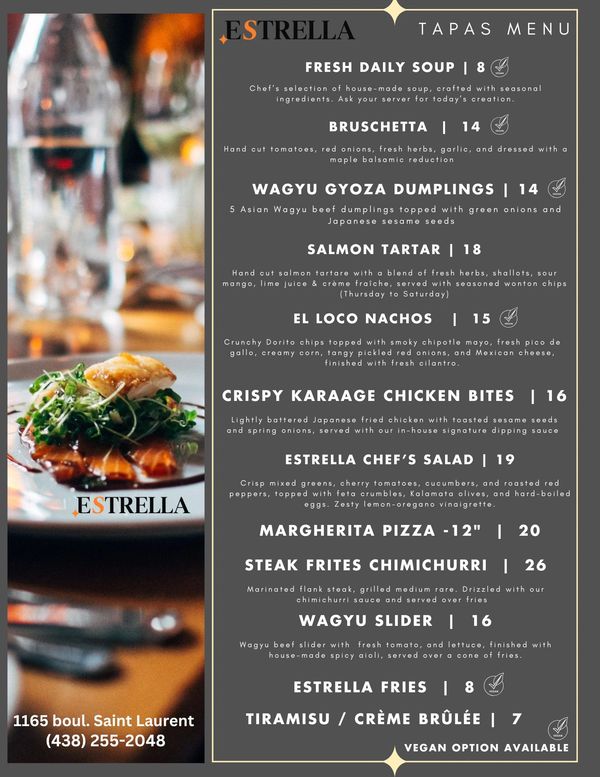 Menu | Estrella